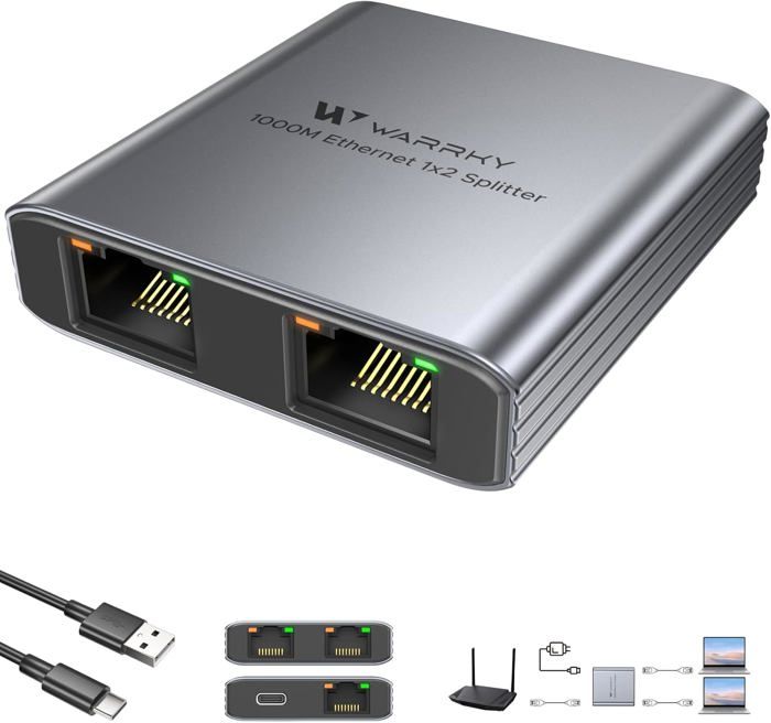 Switch Ethernet 1 À 2 1000Mbps, Doubleur Rj45 [Boîtier Métallique Ultra ...