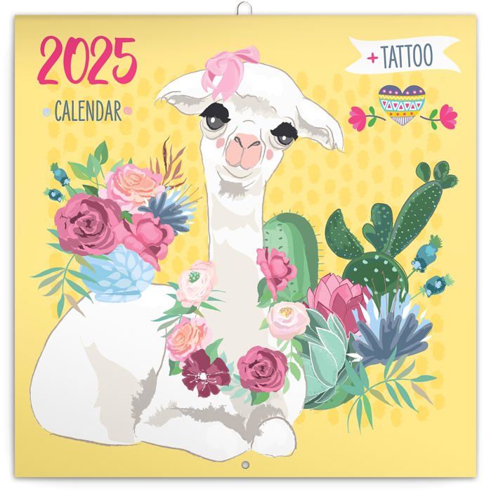 Calendrier mural NOTIQUE Lamas Heureux 2025, Calendrier brochure ...