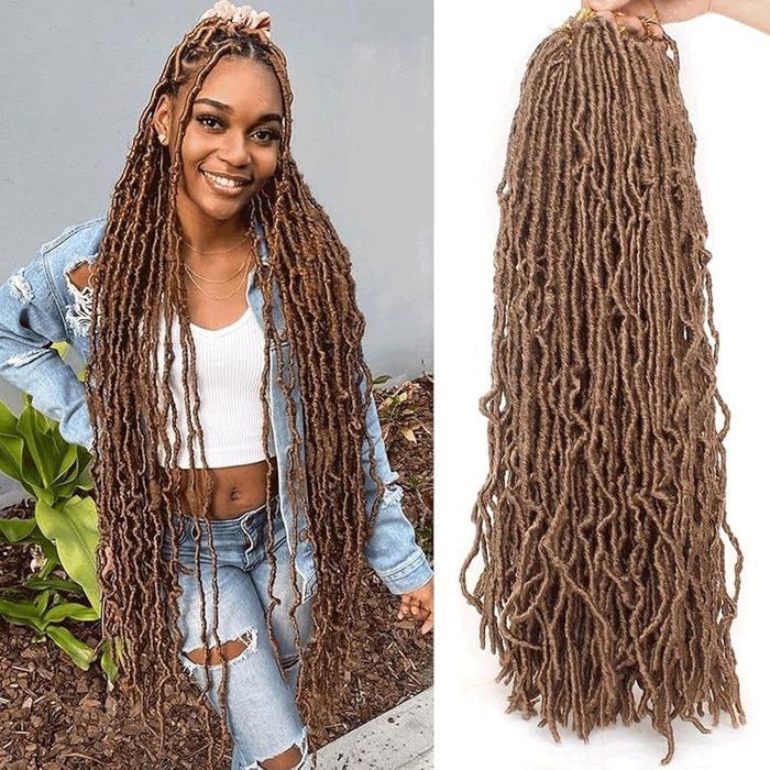 7Packs 24 Pouces Nu Faux Locs Crochet Cheveux Longs Blonds Pr-boucl ...