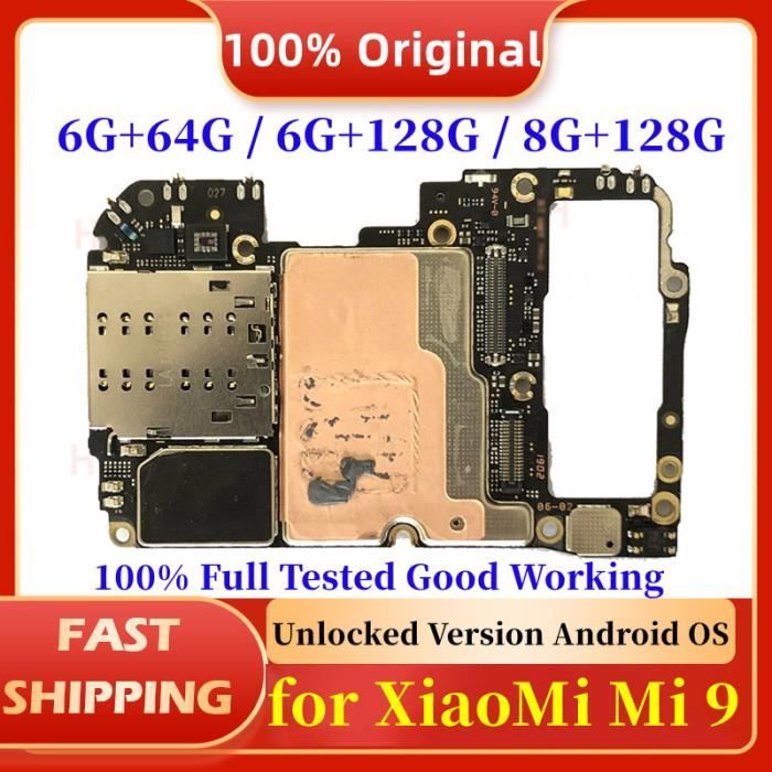 6G-64G-100% Original pour Xiaomi 9 Carte Mère 128gb Débloqué Km 9 Mi9 M9 Carte Mère 64 go avec ...