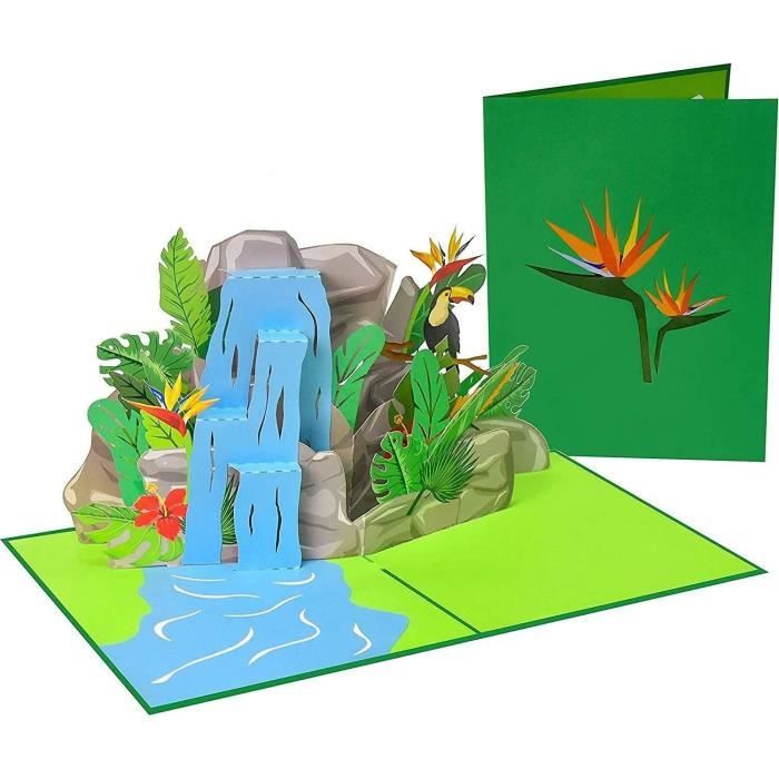 Carte Pop-Up 3D Avec Cascade Tropicale Pour Toutes Les Occasions–Carte ...