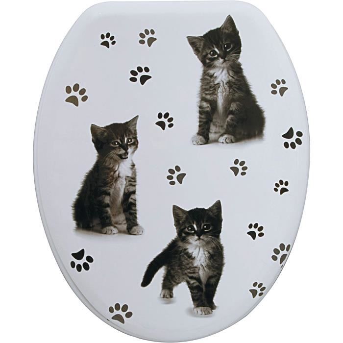 Abattant Wc Mdf Kitty Chat Noir & Blanc - Charnières Zinc[n530 ...