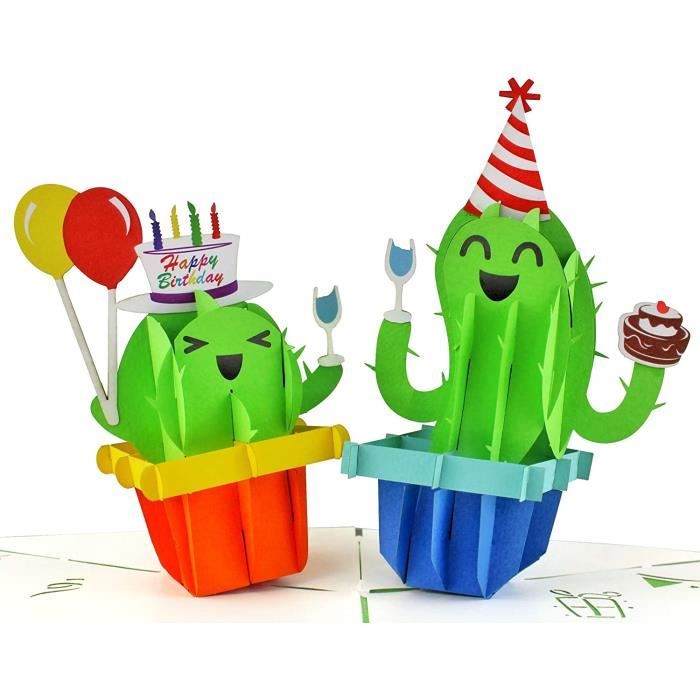 Carte Pop-Up – Cactus Party – Carte de vœux 3D pour un anniversaire ...