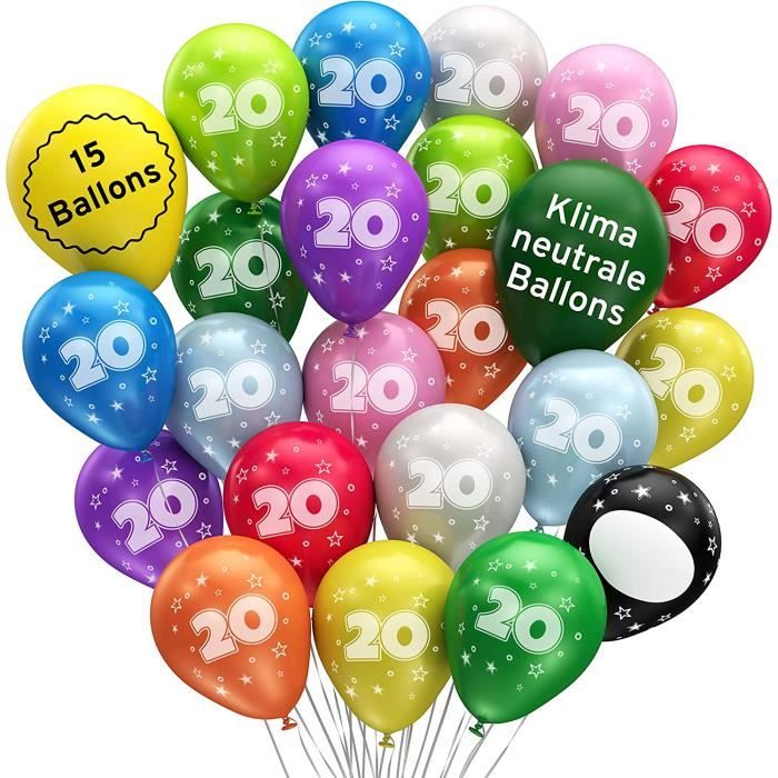 Ballons Chiffre 20 Anniversaire [21 Pièces] Made In Eu I Ballons ...