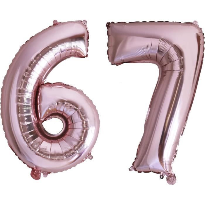 Ballon Numéro 67 Ou 76 Or Rose. Ballons Géants Chiffres 6 7 Foil ...