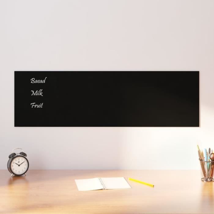 Fangming-Tableau noir magnétique mural Noir 100x30 cm Verre trempé ...