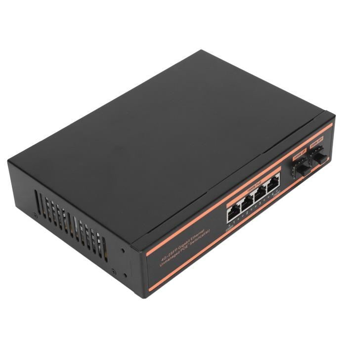 Switch PoE 6 Ports Gigabit 4x1000Mbps Ports PoE 2x SFP EU Plug 100‑240V ...