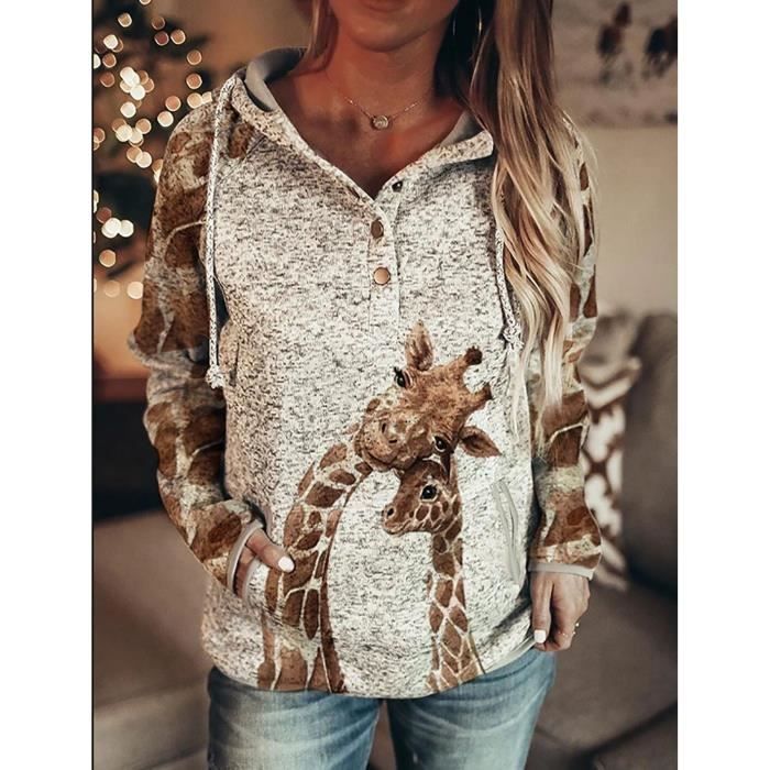 Pull femme - imprimé cheval 3D animaux PVD survêtement - FRQZQH ...