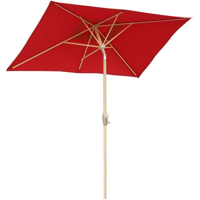 Sekey Parasol rectangulaire en aluminium 210 × 140 cm, Rouge brique ...