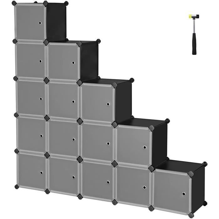 Meuble de Rangement Modulable, 16 Compartiments, Étagère en Plastique ...