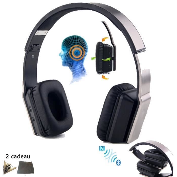 Usiful® argent Casque gamer sans fil Bluetooth V4.0+EDR.casque pliable ...