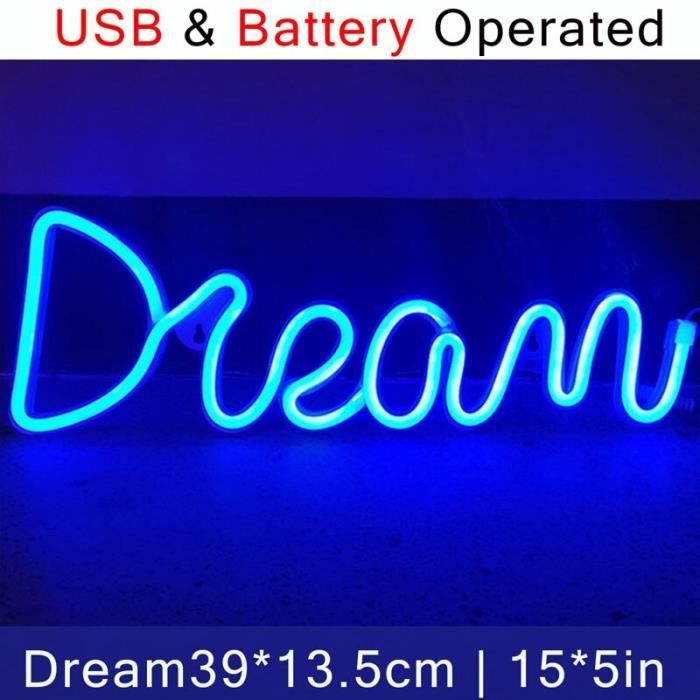 NEON,Dream-Blue--Panneau néon LED joyeux anniversaire, noël, mariage ...