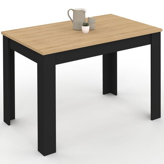 IDMARKET Table à manger rectangle ROZY 6 personnes noire plateau façon ...