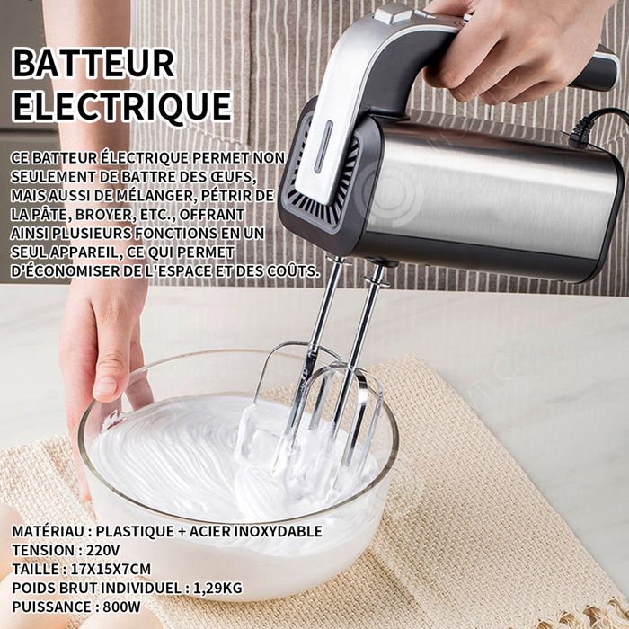 INN Batteur electrique 800w 17x15x7cm réglage de vitesse en 5 modes ...