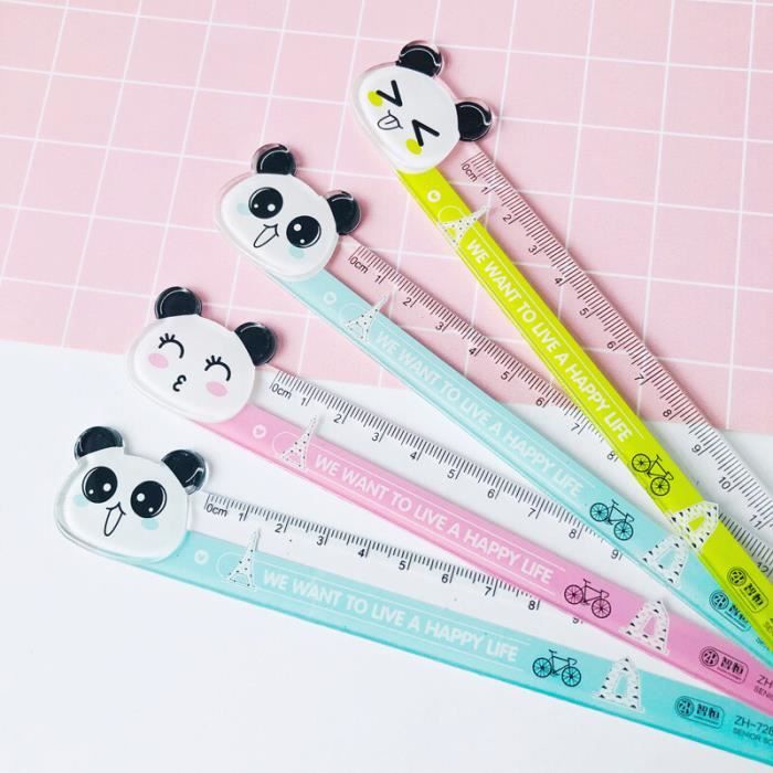 Regle - equerre,Règle droite Panda mignon Kawaii,2 pièces,mesure,dessin ...