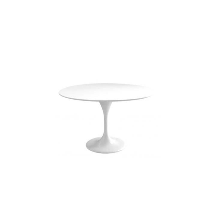 Table de repas fixe ronde laquée Blanche TULIPE 90 cm - Cdiscount Maison