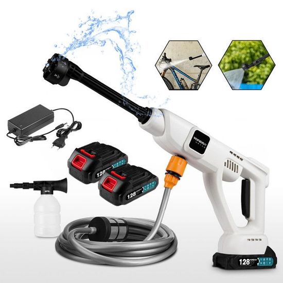 6-in-1 Nettoyeur haute pression électrique sans fil 50BAR, Pistolet de lavage, Blanc - Yofidra ...