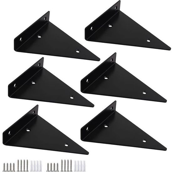 6 Pièces Equerre Etagere Murale Fixation Angle Etagères Metal, Triangle ...