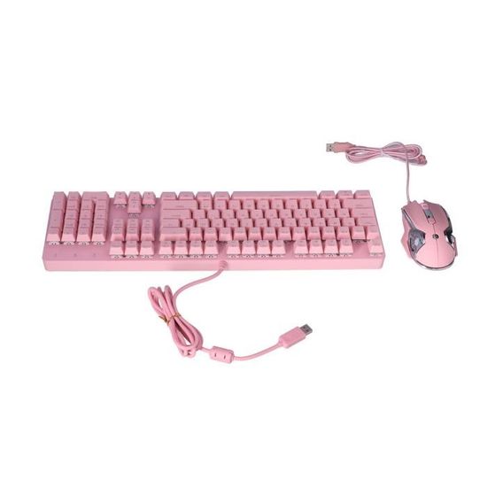 TMISHION Clavier rose Clavier mécanique ergonomique 104 touches 22 ...