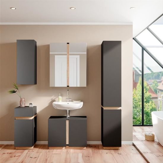 Meuble sous Vasque Vicco Gloria Anthracite Sonoma - Cdiscount Maison