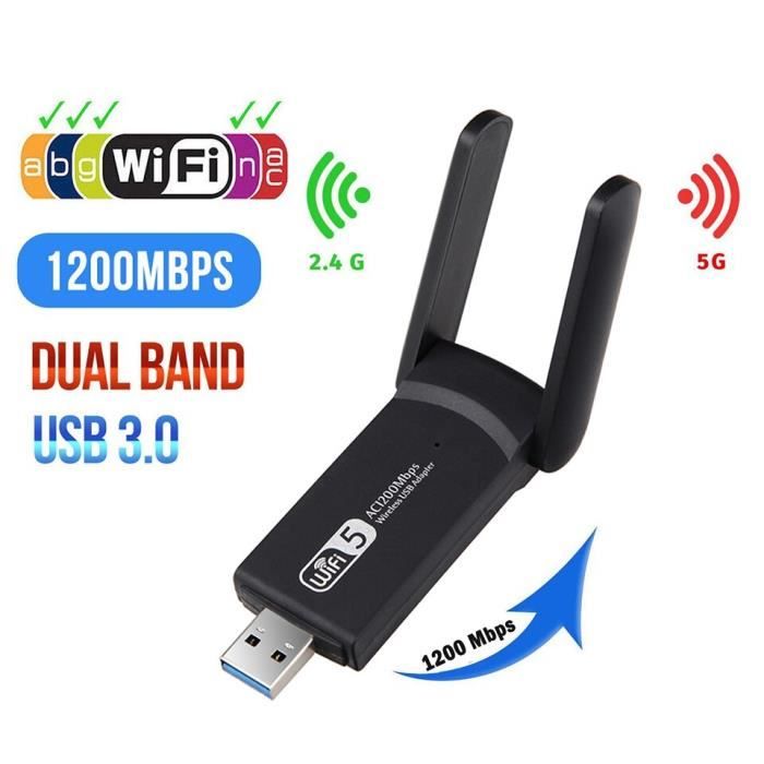 Modèle de couleur 1200 Mbps A Adaptateur dongle wifi USB 5GHz 2.4GHz ...