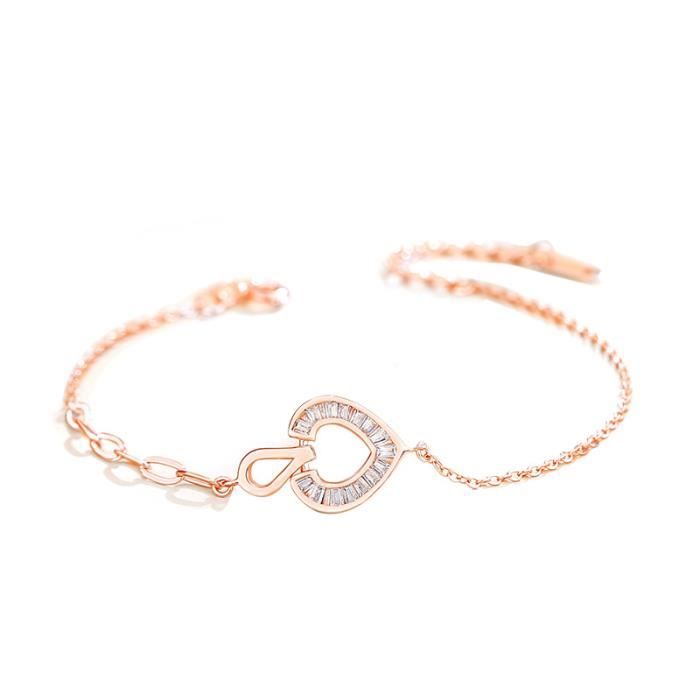 Bracelet Boucle Coeur SANSI - Bracelet Coeur Creux en Or Rose - Cadeau ...