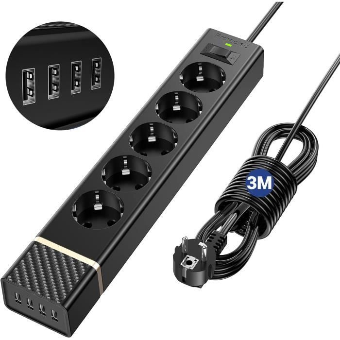 Multiprise Electrique 3M 5 Prises Et 4 Ports Usb, Multiprise Parafoudre ...