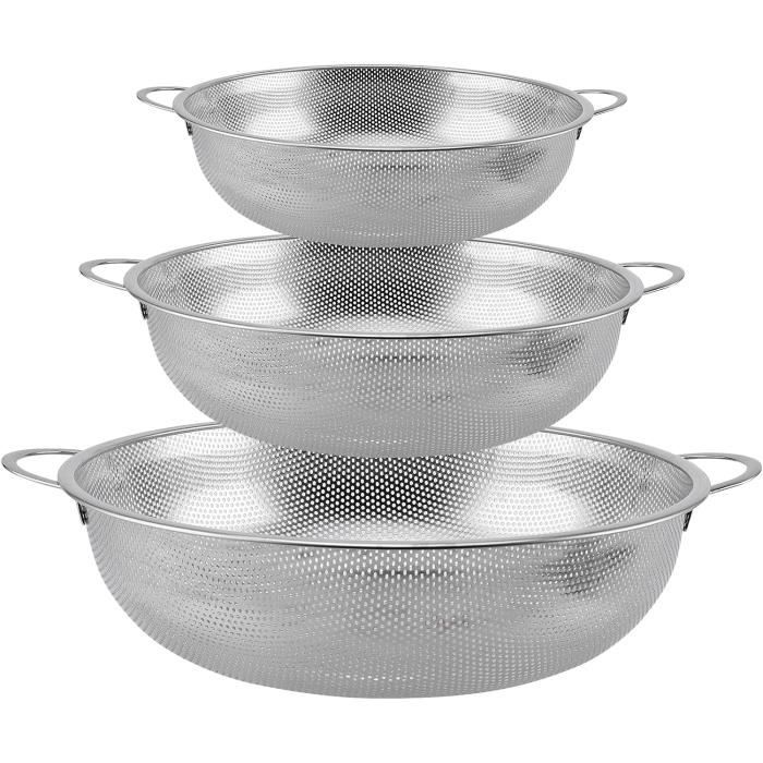 Lot de 3 Passoire de cuisine, Grande passoire de cuisine, 19,5-22,5-28 ...