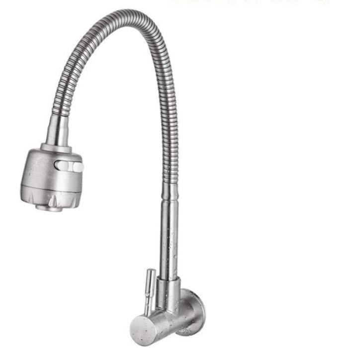 Robinet Mural Simple en Acier Inoxydable - N1383 - Pour Évier de ...