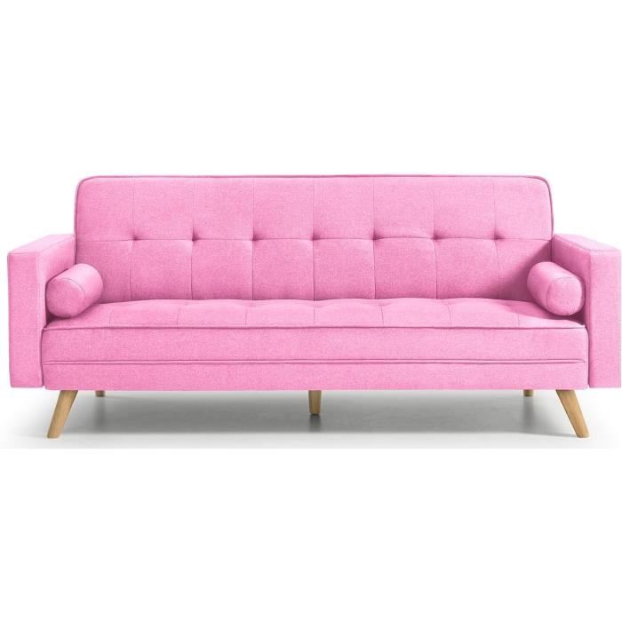 Canapé lit - HOGAR24 ES - Modèle 846 - 3 Places - Clic-clac - Rose ...