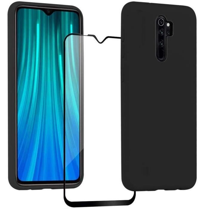 Coque pour Xiaomi Redmi Note 8 Pro Noir + Verre Trempé total écran 4D ...