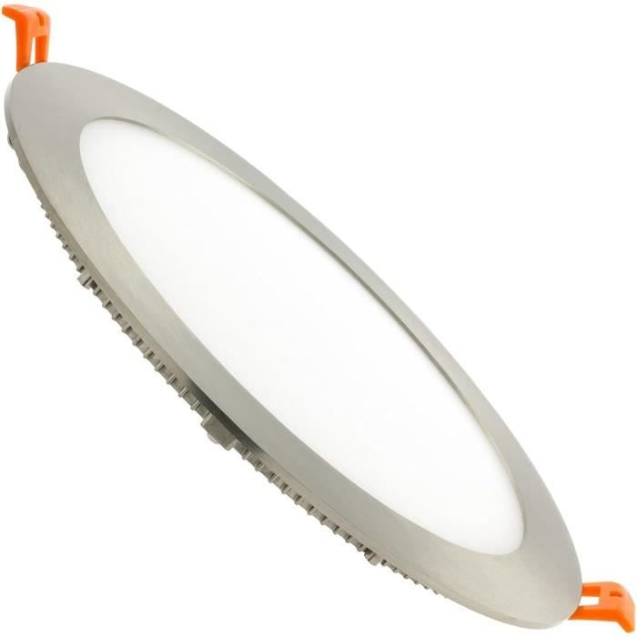 LEDKIA LIGHTING Dalle LED Downlight Spot Encastrable Ronde Extra-Plate 15W Argentée Coupe Ø 185 ...
