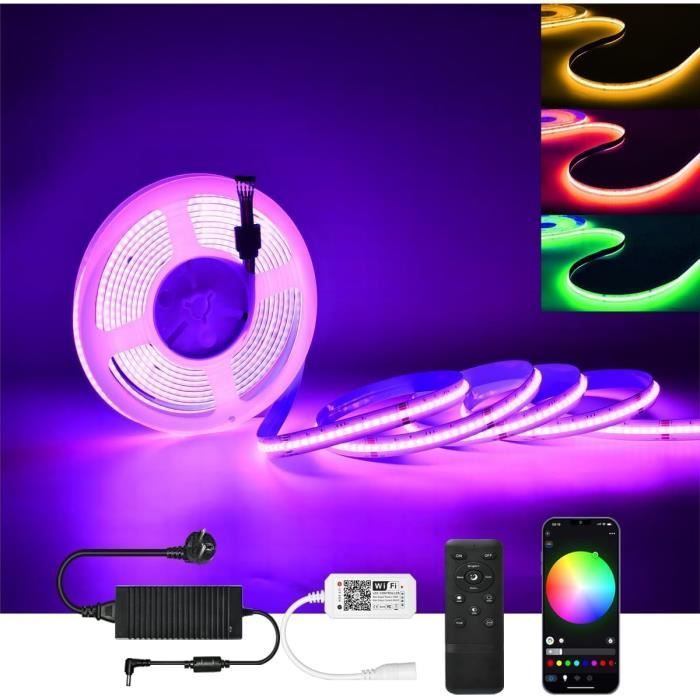Rgbw Ruban Led Cob 5M Led Strip Avec Contrôleur Wifi 784Leds-M 24V ...