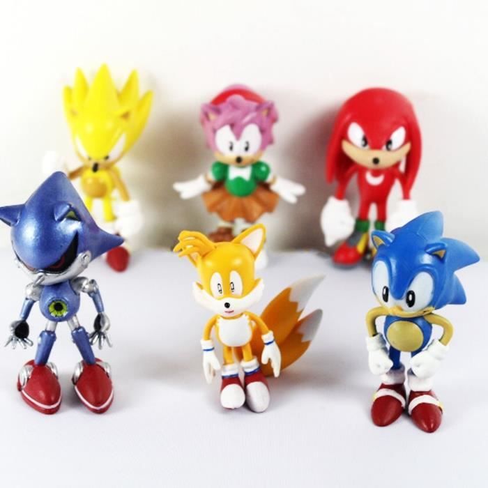 Lot de 6 Figurines Sonic the Hedgehog Amy Tails Mephiles Knuckles ...