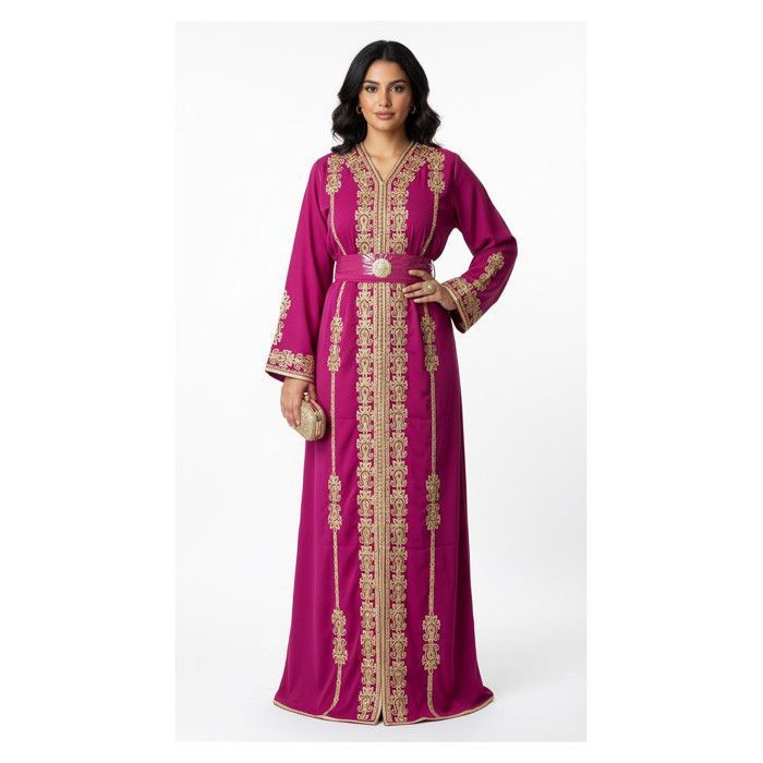 Caftan Robe orientale violet royal avec Broderies Dorées - Élégance ...