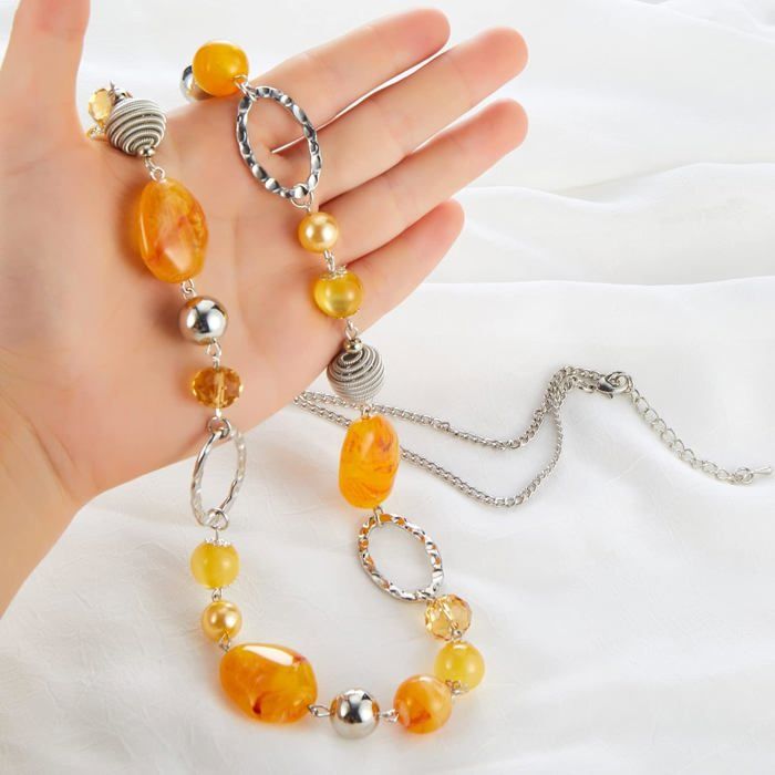 Collier Long De Perles En Argent-Collier Boheme Long Avec Perles De ...