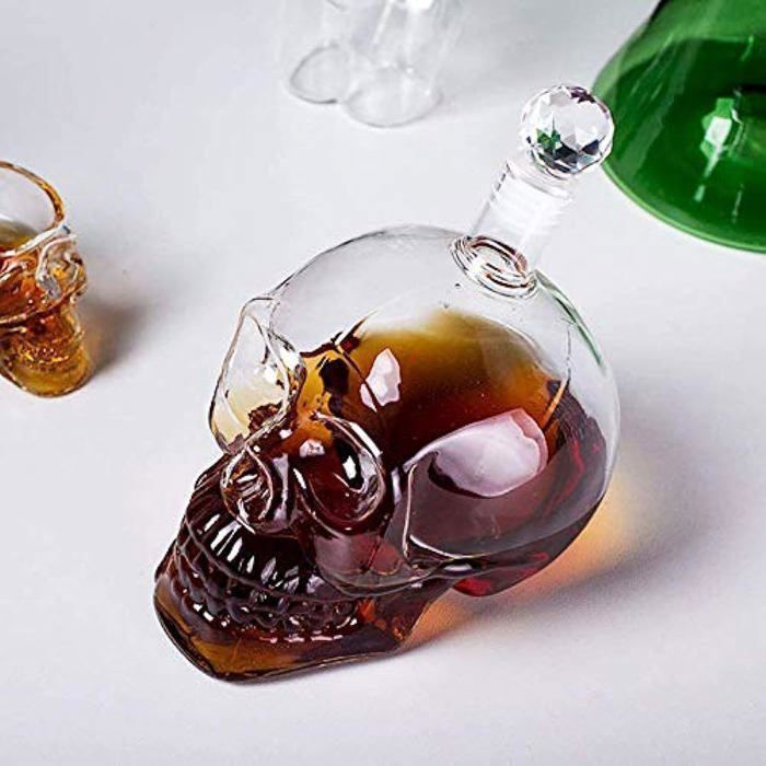 Bouteille de vin tête de mort, carafe à vin de whisky, carafe en verre ...