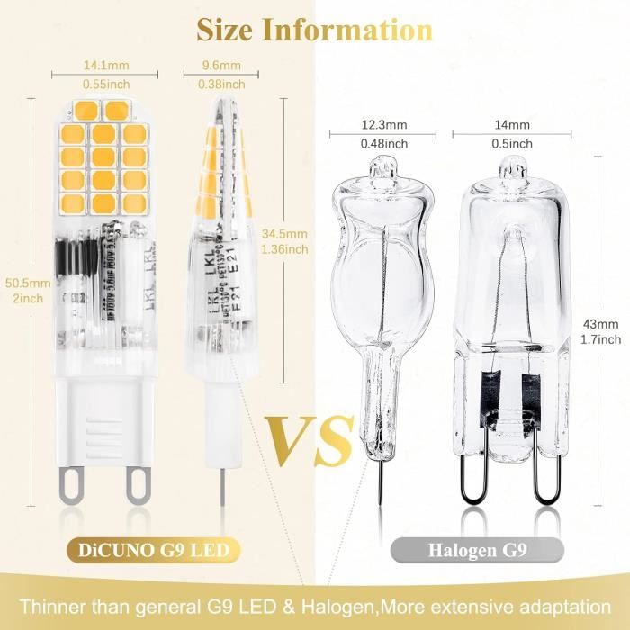 Ampoule Led G9,Lampe Blanc Chaud 2700K,Non Dimmable,2W Remplacement Pour Halogène 20-25W,Mini ...