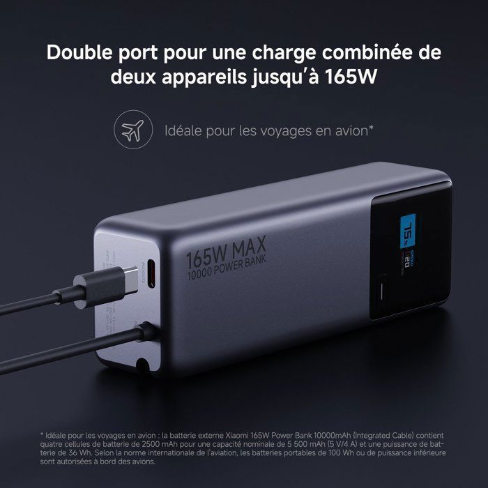 XIAOMI 165W Power Bank 10000mAh (Câble Intégré) - Batterie Externe ...