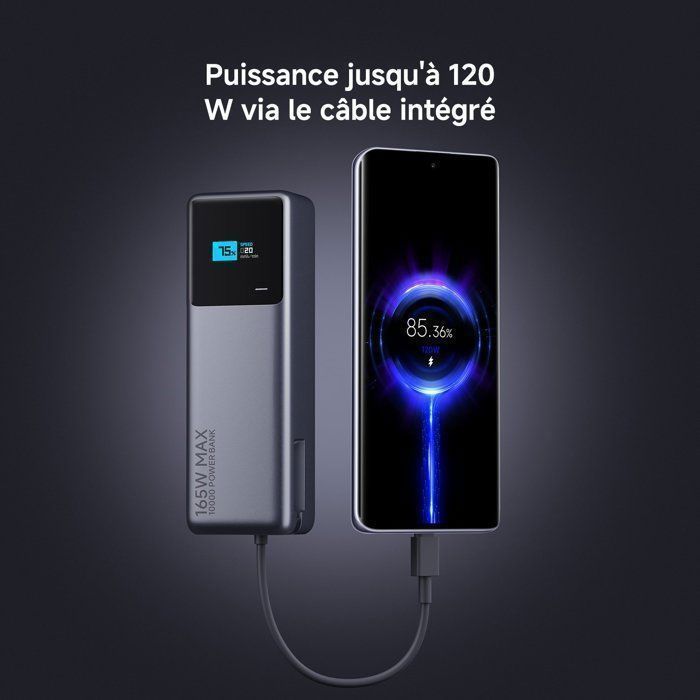 XIAOMI 165W Power Bank 10000mAh (Câble Intégré) - Batterie Externe ...