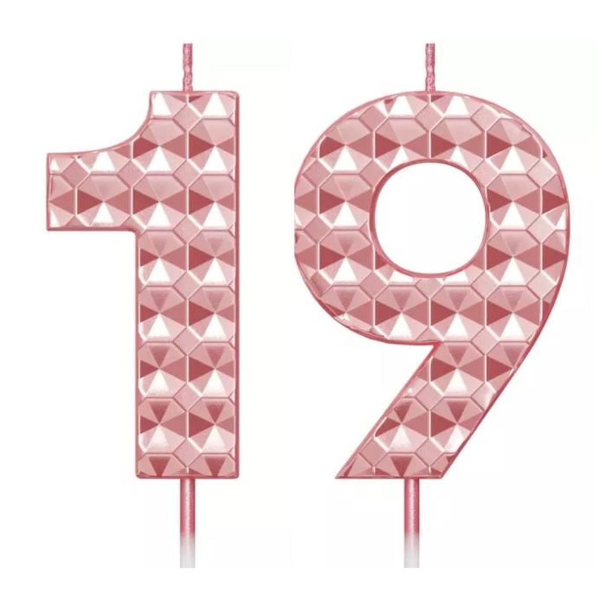Bougie Anniversaire 19 Ans Bougies Chiffre Décoration Gâteau Or rose ...