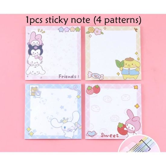 Bloc Notes dessin animé, 80 feuilles, Kawaii, Notes autocollantes, pour ...