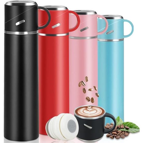 Bouteille Isotherme, Gourde Isotherme en Acier Inoxydable 0.55L, Mug Isotherme avec poignée et ...