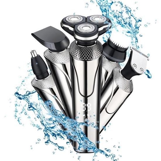 Rasoir Electriques Hommes, 5 In 1 Rasoirs À Têtes Rotatives, Ipx7 ...