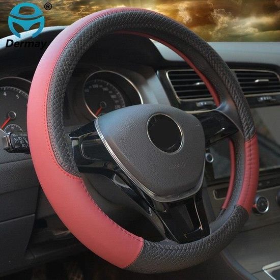 COUVRE-VOLANT,Wine Red--Revêtement de volant de voiture universel en ...