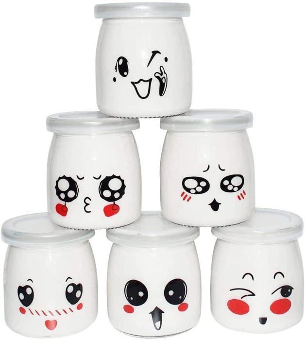 6Pc Pot Yaourt En Verre Avec Couvercles Hermtiques 200 Ml136 Gr Pot ...