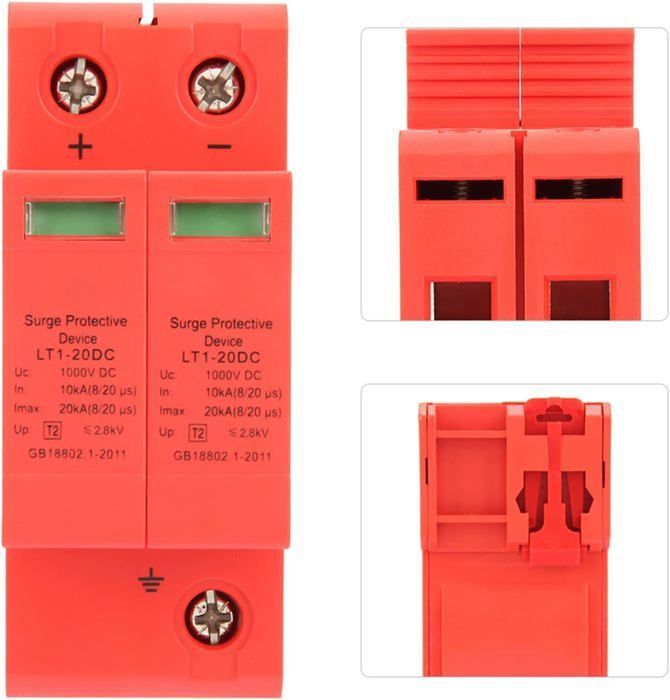 Parasurtenseur domestique DC1000V 2P 10KA 20KA parafoudre MULTIPRISE ...