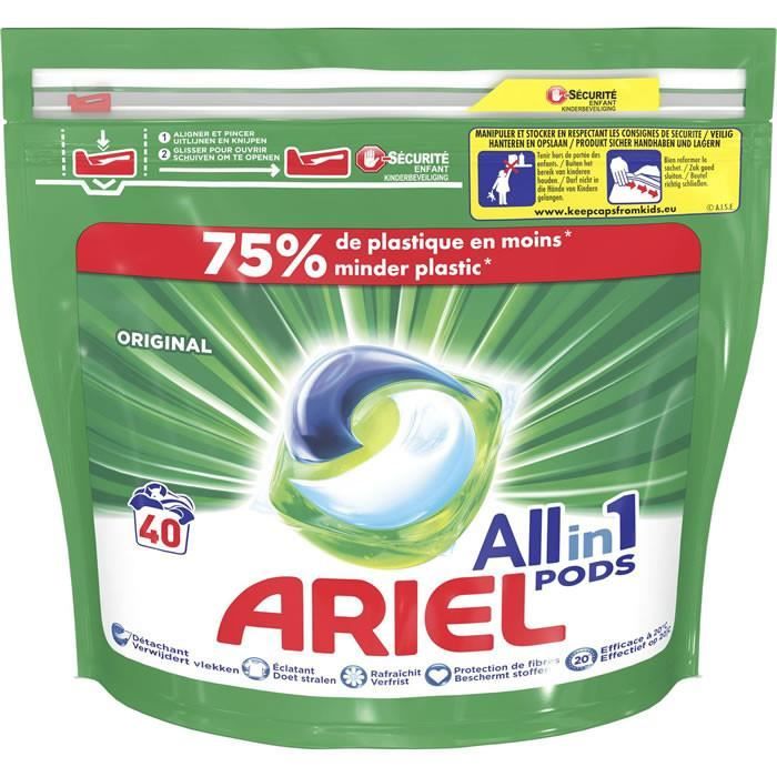 LOT DE 3 - ARIEL : All in 1 pods - Lessive capsules original 40 lavages ...