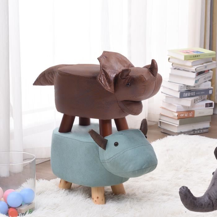 IBUYKE Tabouret en Bois Repose-Pieds Forme Animale Ottomans Coussin ...