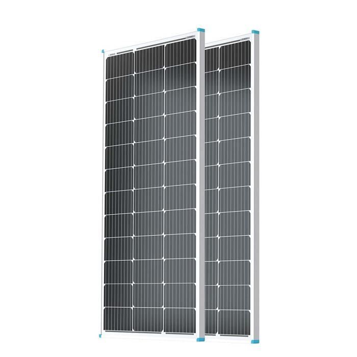 Panneau Solaire 200W 12V Module Monocristallin, 2 X Plaques Solaires 100W, Haute Efficacité pour ...